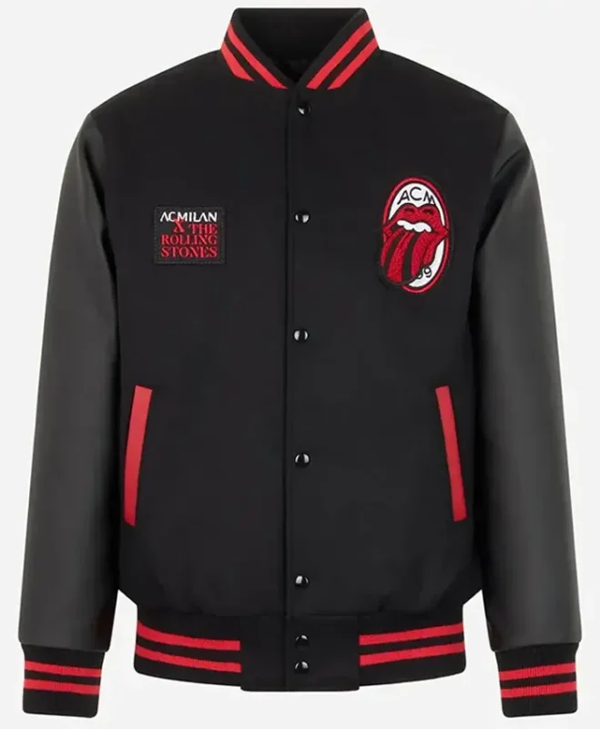 AC Milan X Rolling Stones Letterman Varsity Jacket - Oskar Jacket