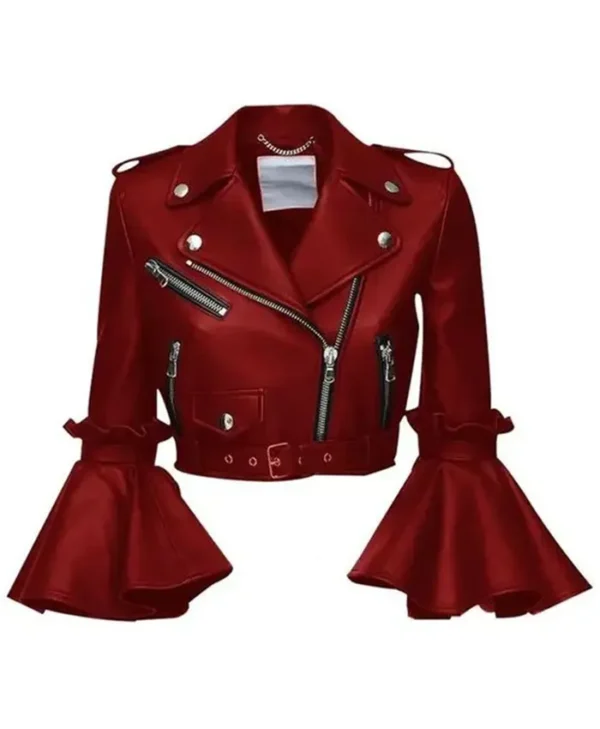 Blood Red Cropped Leather Jacket - Oskar Jacket