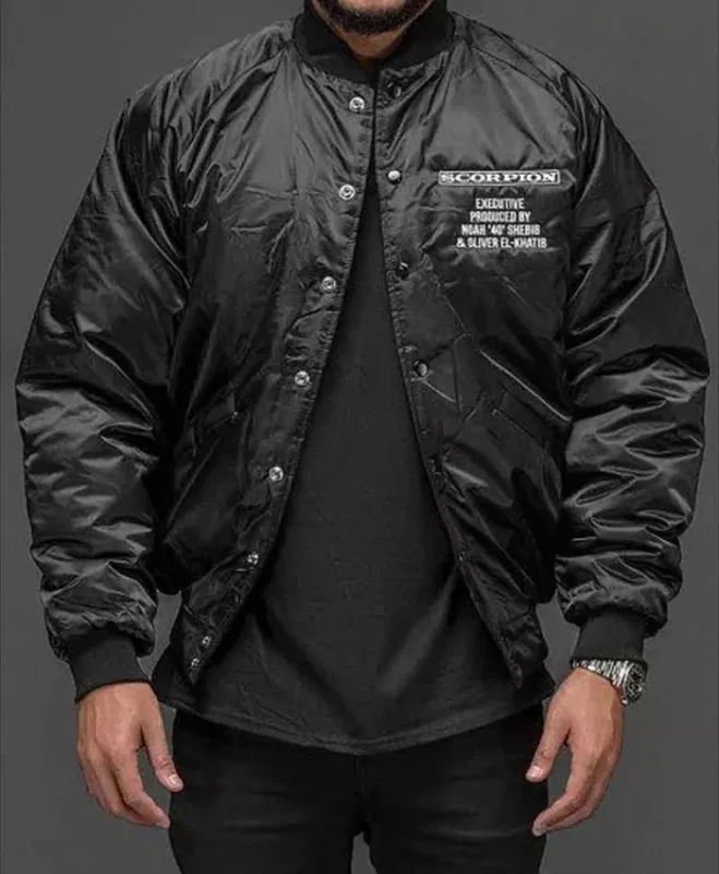 Drake Scorpion Black Bomber Jacket - Oskar Jacket