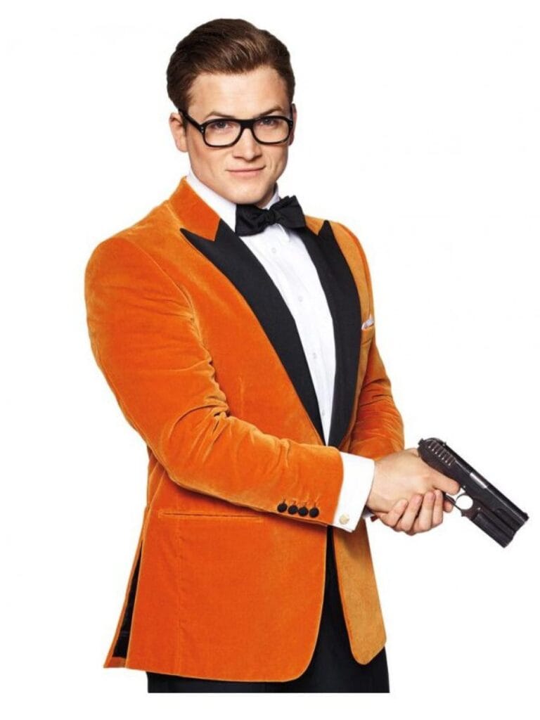 Eggsy Kingsman The Golden Circle Velvet Orange Suit - Oskar Jacket