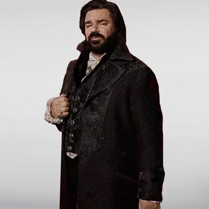 Natasia Demetriou What We Do in The Shadows Velvet Coat