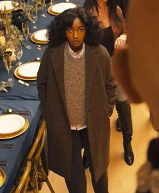 Opus 2025 Ayo Edebiri Brown Wool Coat - Oskar Jacket