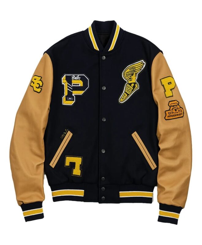 Ralph Lauren Black And Beige Varsity Jacket