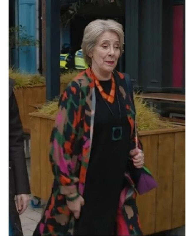 Murder Most Puzzling 2025 Phyllis Logan Floral Coat