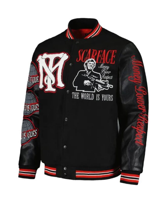 Scarface The World Is Yours Black Wool Varsity Jacket